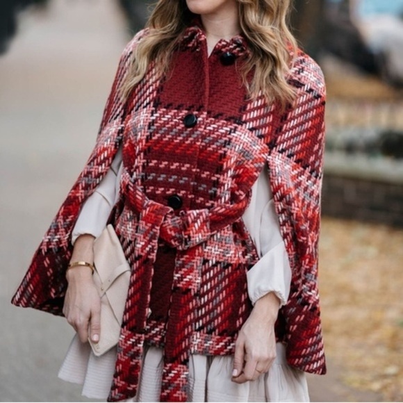 kate spade | Jackets & Coats | Like New Kate Spade Chunky Plaid Cape ...